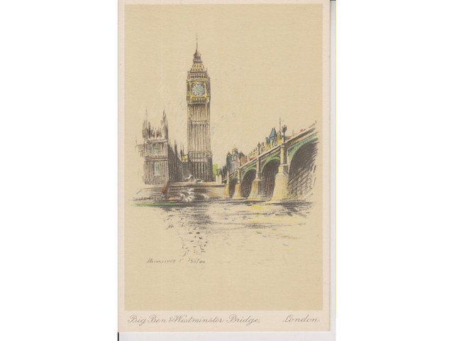 BIG BEN WESTMINSTER BRIDGE - kolekcionarski, 1928.