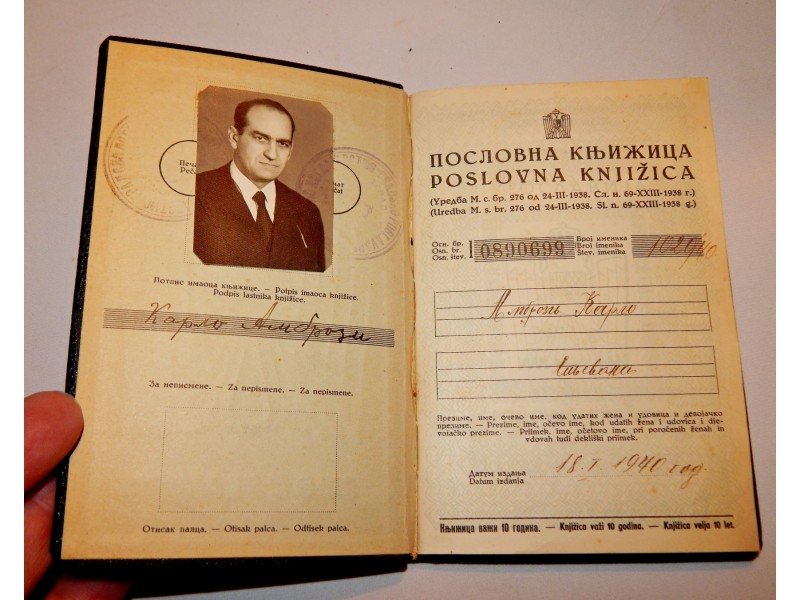 Kraljevina, Poslovna knjižica iz 1940. god.
