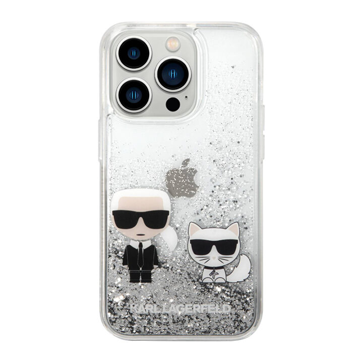 Futrola Karl Lagerfeld Liquid Glitter Case Karl And Choupette Za Iphone 14 Pro Srebrna Full ORG (KLHCP14LGKCS)
