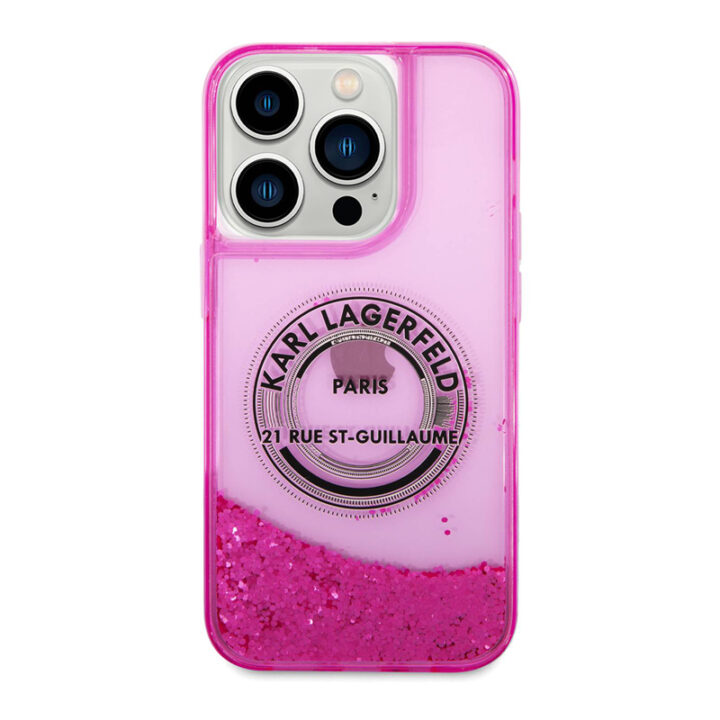 Futrola Karl Lagerfeld Liquid Glitter RSG Hard Za Iphone 14 Pro Max Pink Full ORG (KLHCP14XLCRSGRF)