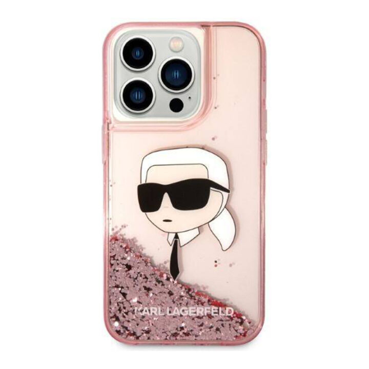 Futrola Karl Lagerfeld Liquid Glitter NFT Karl’s Head Hard Za Iphone 14 Pro Pink Full ORG (KLHCP14LLNKHC)