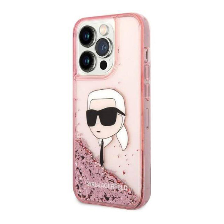 FUTROLA KARL LAGERFELD LIQUID GLITTER NFT KARL’S HEAD HARD ZA IPHONE 14 PRO PINK FULL ORG (KLHCP14LLNKHC)