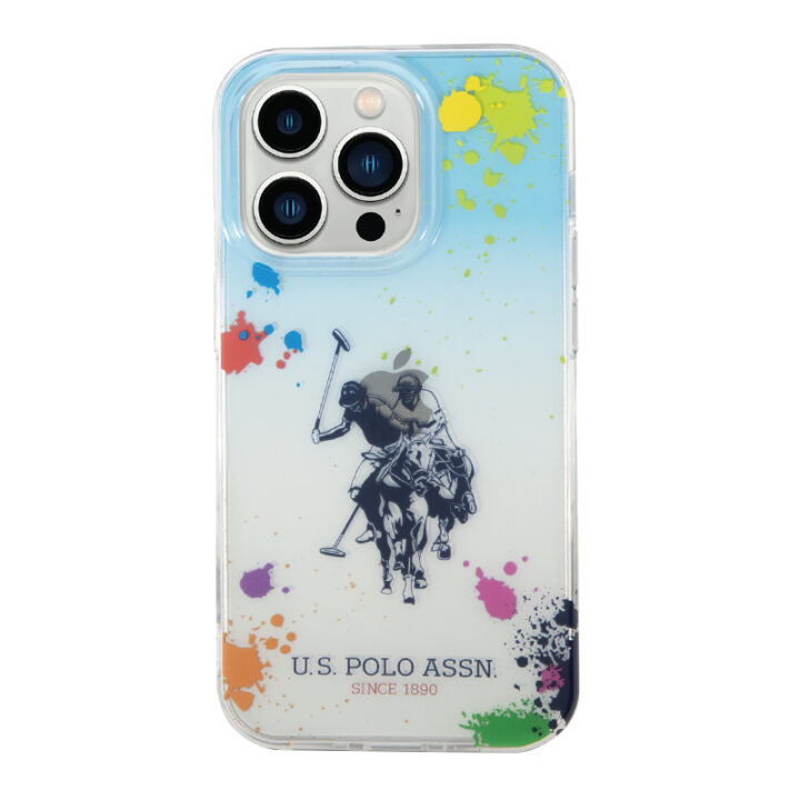 Futrola Polo Gradient With Splattered Pattern & Horse Logo Za Iphone 14 Pro Plava Full ORG (USHCP14LUARTB)