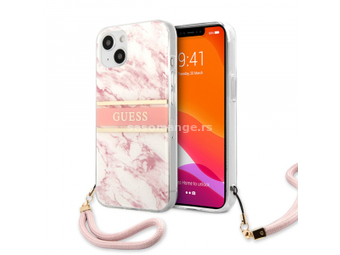 3G Guess Marble Strap (GUHCP13MKMABPI) roze zaštitna maska za iPhone 13 6.1