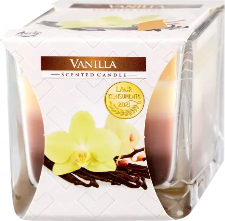 Aura Fragrances Candles
Vanilla - trobojna sveća u kvadratnom staklu, 1 kom