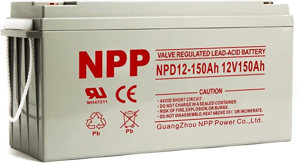 NPP NPG12V-150Ah, GEL BATTERY, C20=150AH, T16, 485*172*240*240, 38,5KG, Light grey