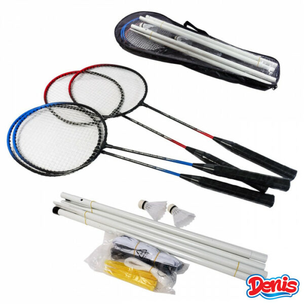 Set za badminton sa 4 reketa, 2 loptice i mrežom