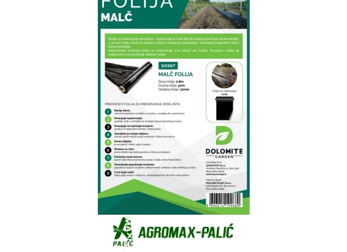 Folija malč 0,8 *50m 20mic