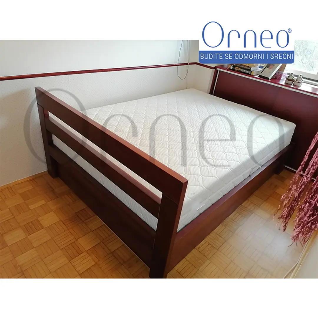 Krevet Quadro 140×200 u mahagoni boji sa kutijom i mehanizmom za podizanje