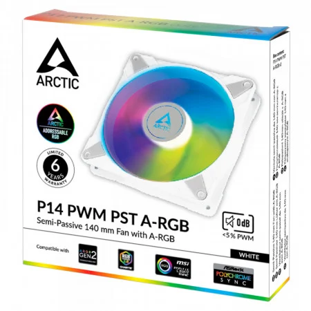 Ventilator Arctic P14 PWM PST A-RGB (White) 0dB, 14cm, 4 pin, ACFAN00276A