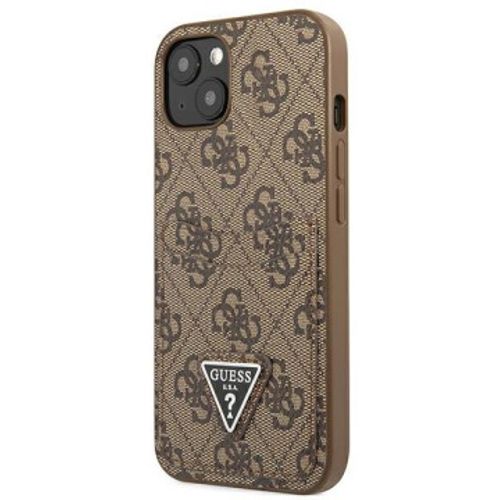 GUESS Futrola za iPhone 13 Mini Brown Triangle Logo Cardslot