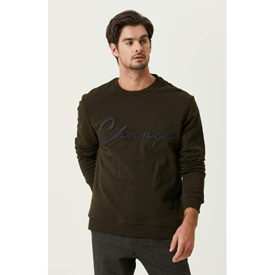 Slim Fit Khaki Sweatshirt