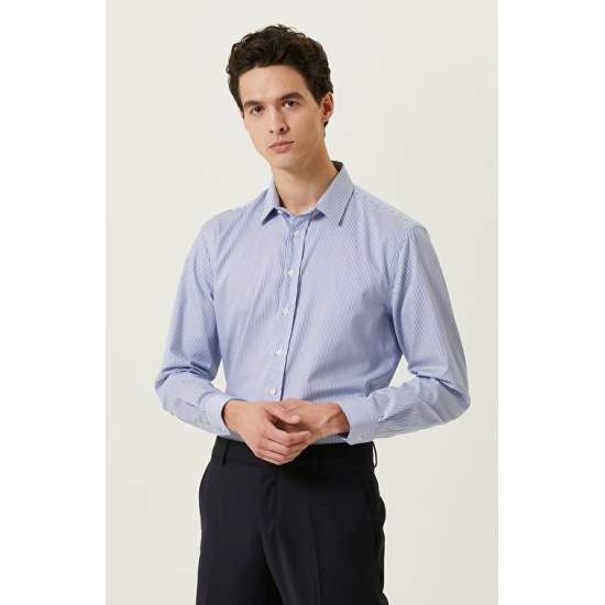 Blue White Slim Fit Shirt