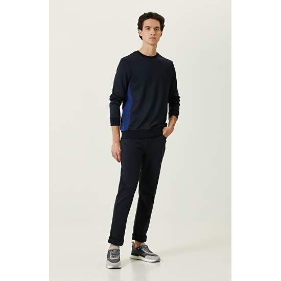 Navy Blue Side Pocket Slim Fit Casual Trousers