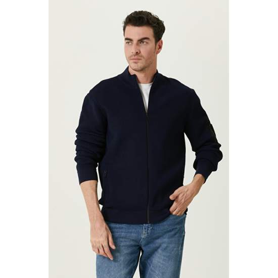 Navy Blue Knitwear Coat