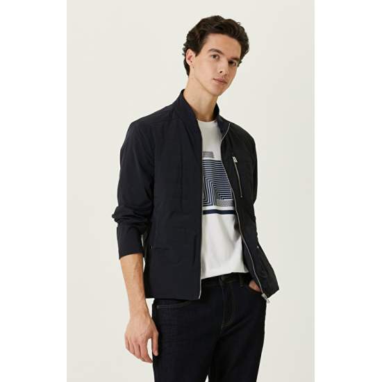 Navy Blue Collar Coat