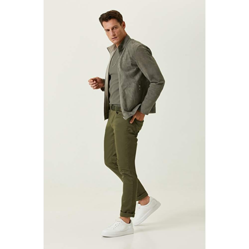 Khaki Slim Fit Casual Trousers