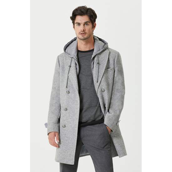 Light Gray Diagonal Patterned Coat