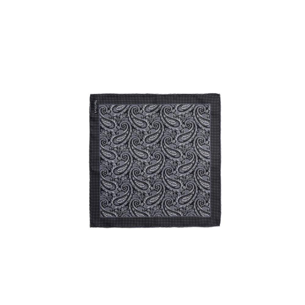 Black Gray Shawl Patterned Silk Handkerchief Bag