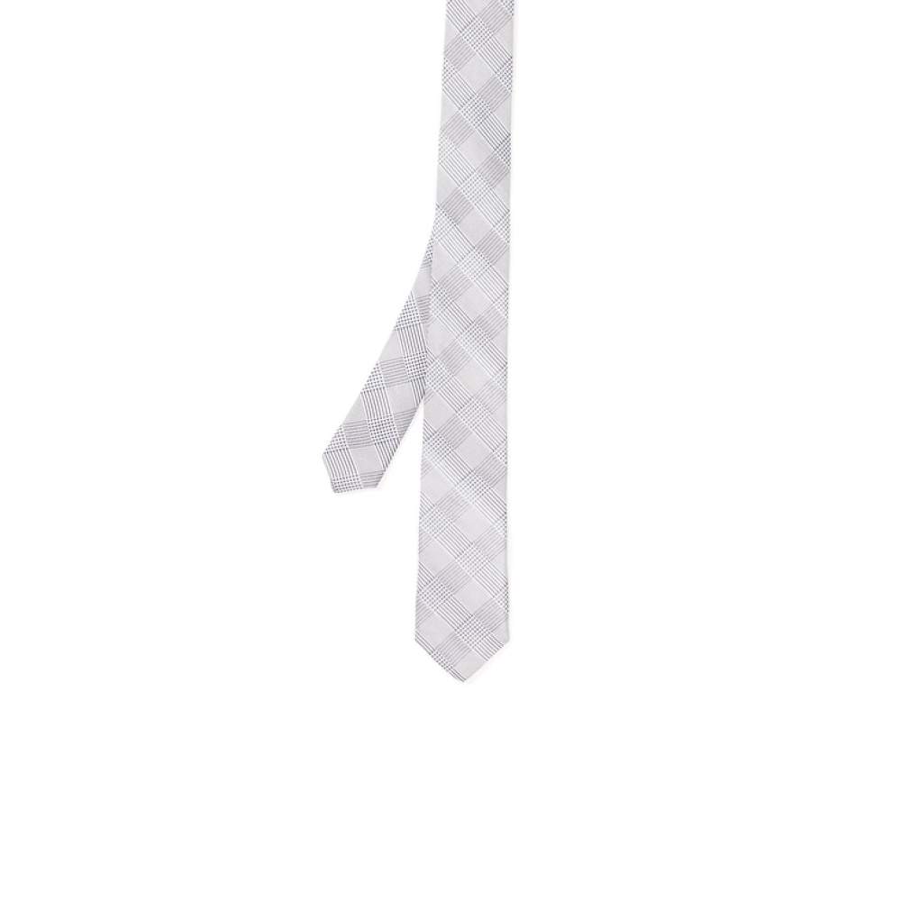 White Black Silk Tie