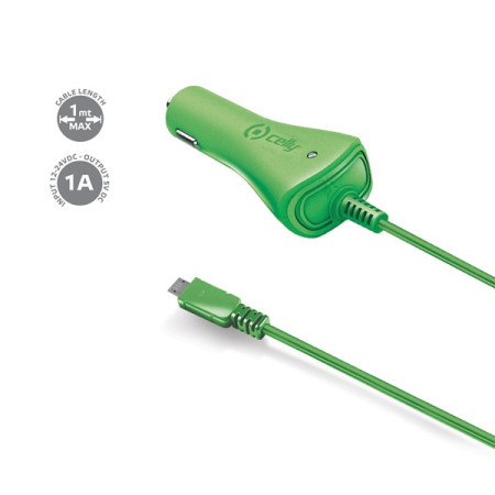 Celly auto punjač sa kablom u zelenoj boji ( CCMICROG )