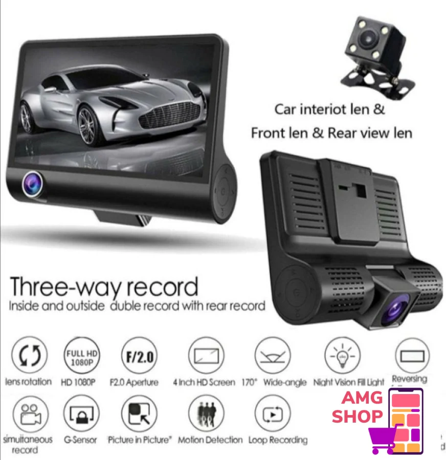 Auto kamera 3 u 1 Auto kamera Full HD unutrasnja i zadnja - Auto kamera 3 u 1 Auto kamera Full HD unutrasnja i zadnja