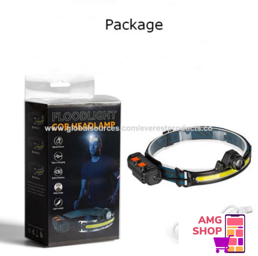 Baterijska Lampa za glavu - COB dioda - USB punjenje - Baterijska Lampa za glavu - COB dioda - USB punjenje