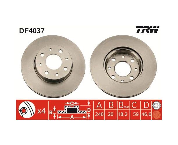 Disk kočioni prednji TRW DF4037 - 562056JC - BS5170