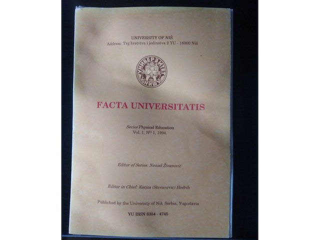 Facta universitatis Vol 1 No 1 1994 University of Nish