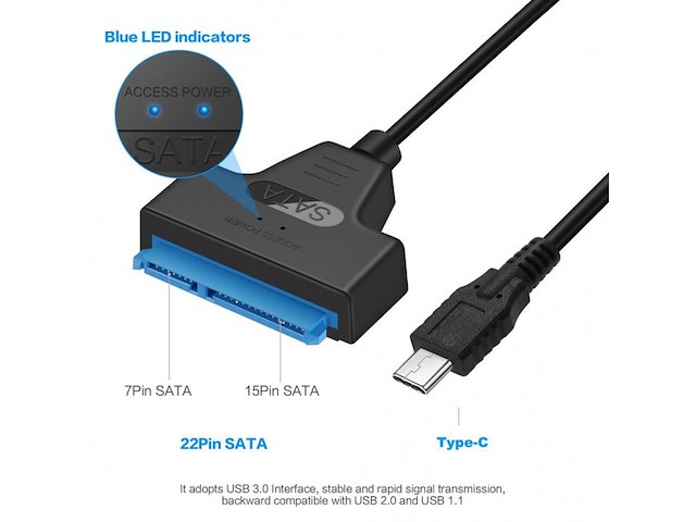 Kabl adapter USB C muški-SATA 22 pina