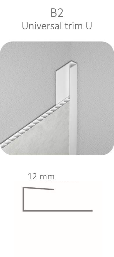 PVC Zidna lajsna Beli univerzalni B2 U-profilni završna lajsna