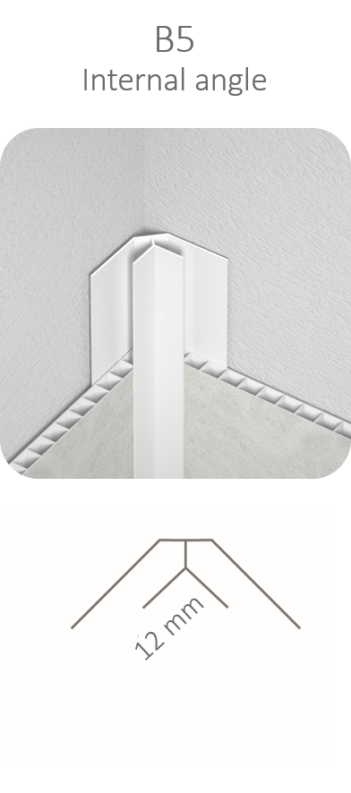 PVC Zidna lajsna Beli unutrašnji ugao B5 Profil 3 m za zidne ploče Vilo Motivo