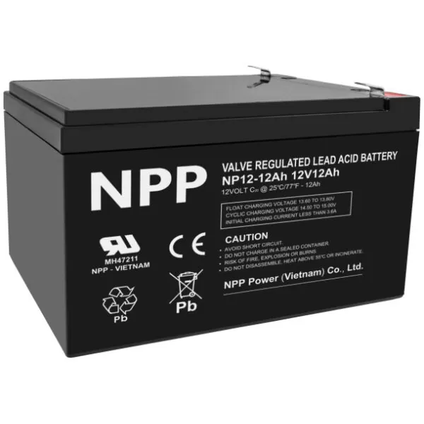 NPP NP12V-12Ah, AGM BATTERY, C20=12AH, T2, 151x98x95x100, 3,3KG, BLACK (NPP NP12/12Ah)