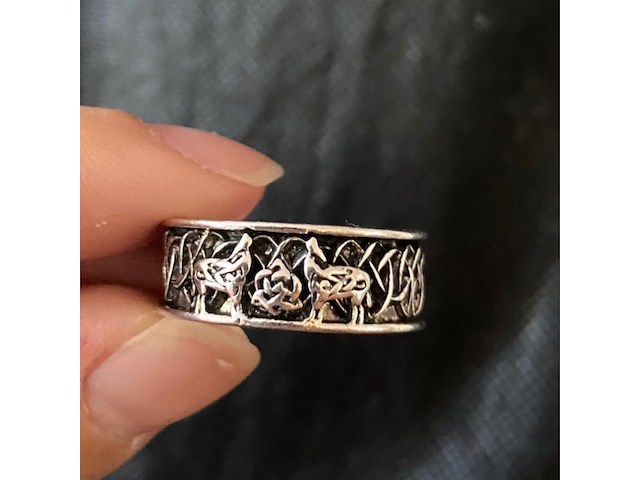 Wolf viking prsten 9 veličina posrebren