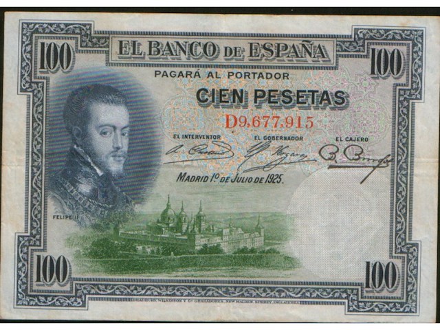 Spain (Španija) 100 Pesetas 1925. VF.