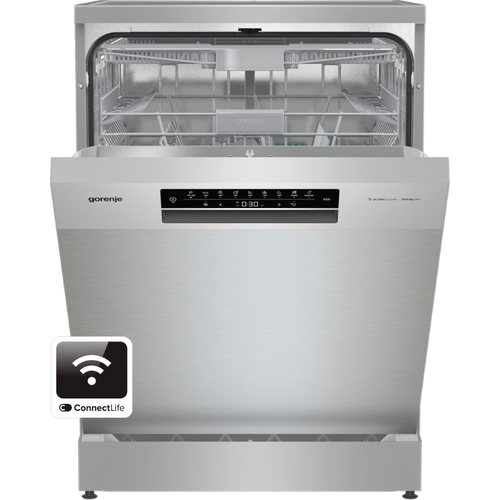 Gorenje GS673C60X Mašina za pranje sudova, 16 kompleta, Inverter PowerDrive, WiFi, TotalDry, Širina 59.9 cm, Srebrna boja