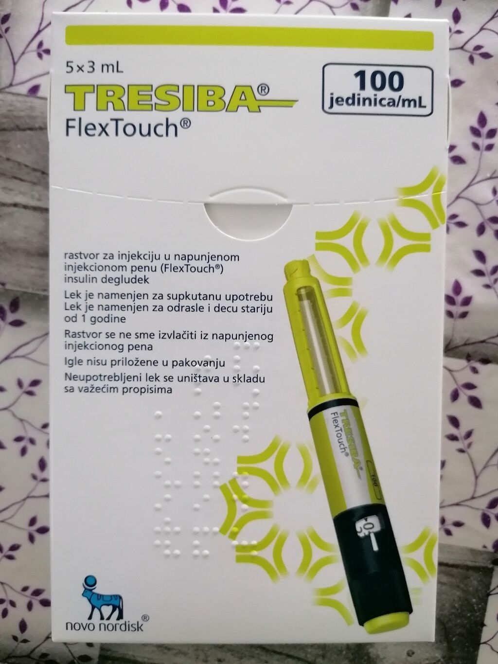 Insulin Tresiba FlexTouch - kutija od 5 penova 2000 dinara. U roku do