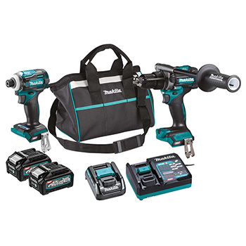 Makita XGT komplet - akumulatorska udarna bušilica-odvijač XGT 40V + akumulatorski udarni odvijač 1/4" 210Nm XGT 40V + punjač + 2 baterije + torba DK0114G201