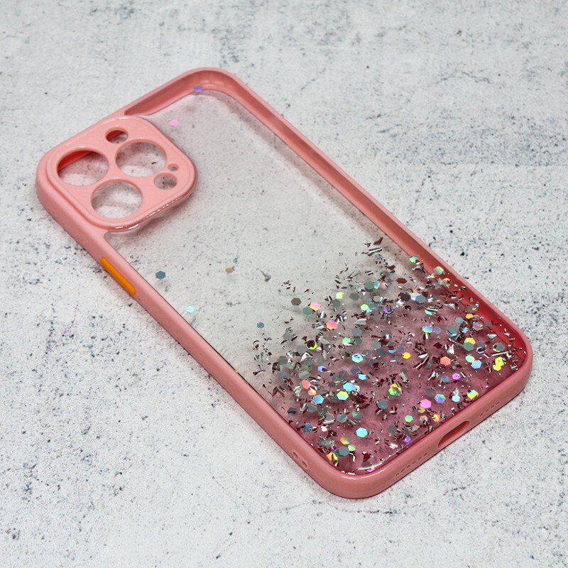 Maskica Frame Glitter za iPhone 13 Pro Max 6.7 roze