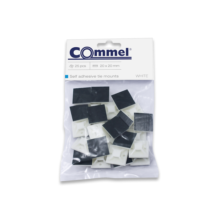 Commel Samolepljivi Držači Vezica, 20x20mm, 25 komada Beli – C 365-331