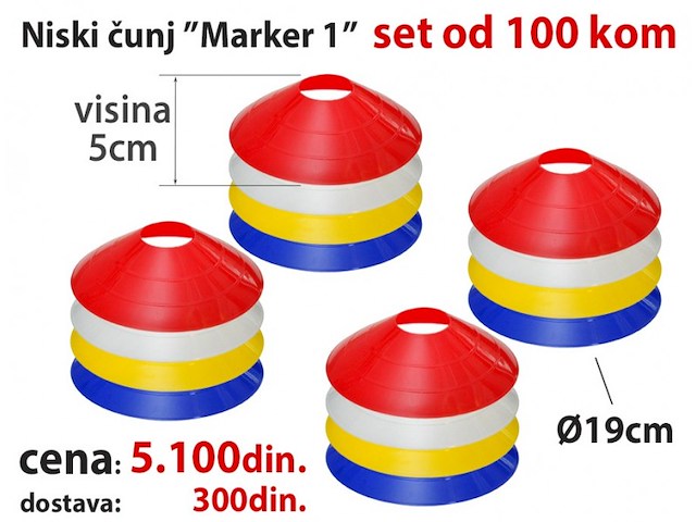 Niski plastični čunjevi kapice/markeri kape/set 100kom