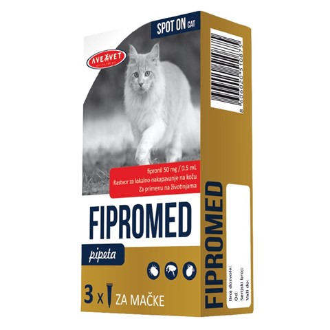 Fipromed za mace 0.5ml, dostupno u veterinarskoj apoteci, cena je za jednu ampulu