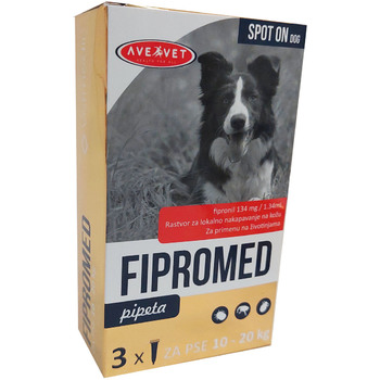 Fipromed za pse 10-20 kg, dostupno u veterinarskoj apoteci, cena je za jednu ampulu