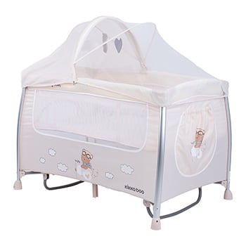 Prenosivi krevetac Dreamy Bear 2 nivoa sa funkcijom klackanja – Beige, KKB60088