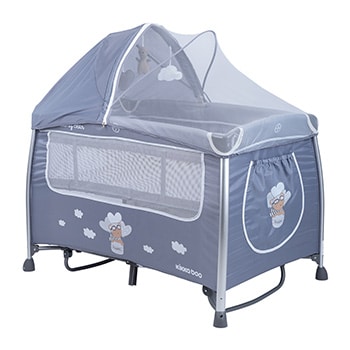 Prenosivi krevetac Dreamy Bear 2 nivoa sa funkcijom klackanja – Grey, KKB60087