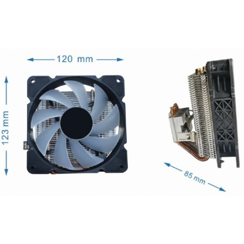 CPU-HURACAN-ARGB-X140 Gembird UNI kuler 100W 120mm.Fan +/-1600rpm 26dBa LGA 775/115x/1200/AMD