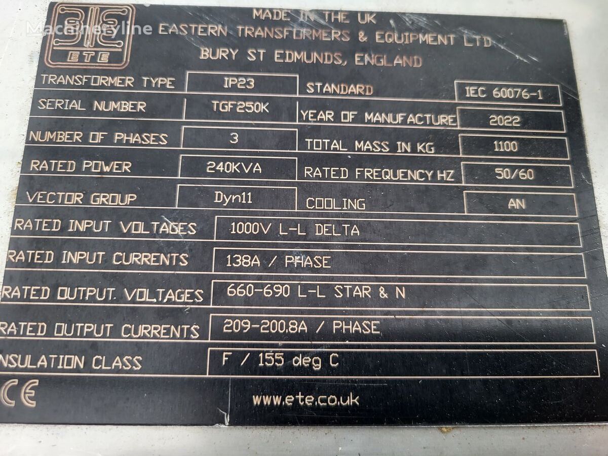 NEW Transformers available, 1000/660 Volts, druga rudarska oprema