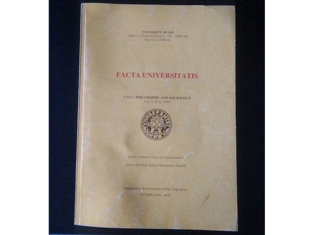 Facta universitatis Vol 2 No 6 1999 University of Nish