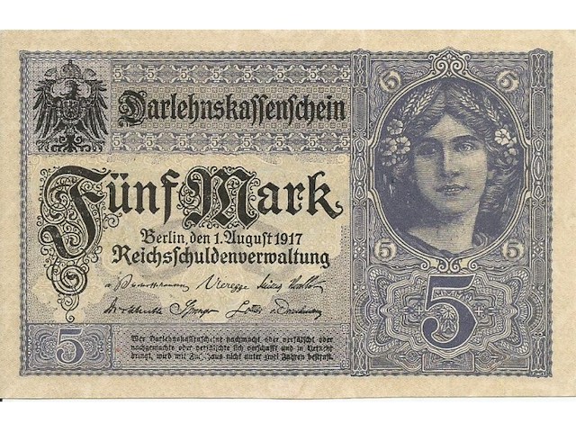 Nemacka 5 maraka 1917. UNC/aUNC