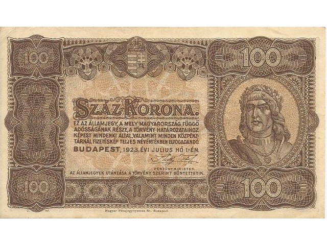 Madjarska 100 korona 1923.